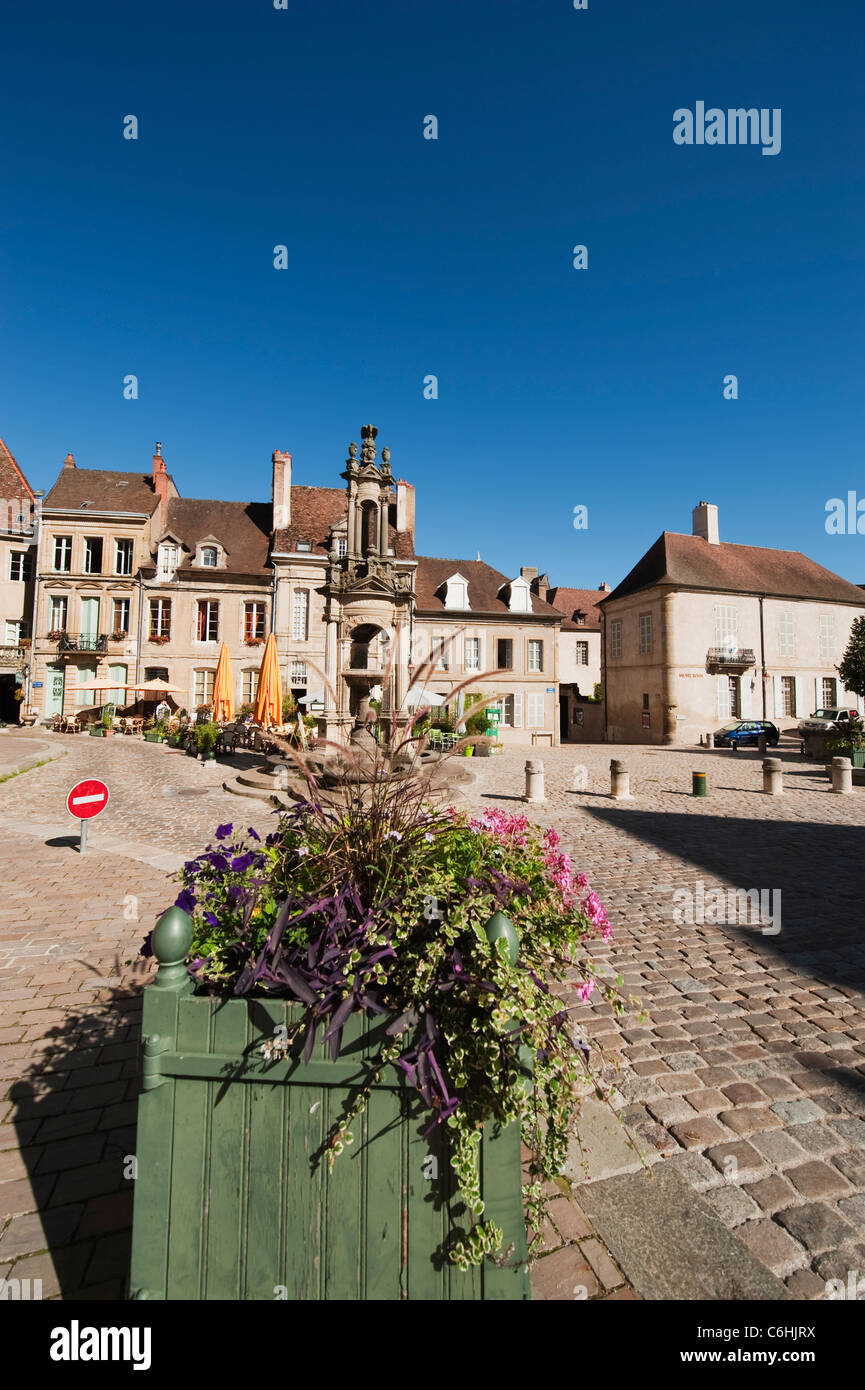Saint Lazare Fountain and the Place du Terreau in medieval Autun ...