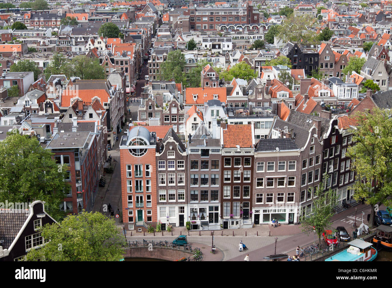 Aerial view of Amsterdam City from the top of Westerkerk Stock Photo ...