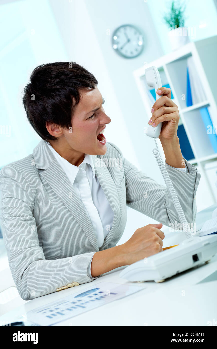 Woman losing temper at work hi-res stock photography and images - Alamy