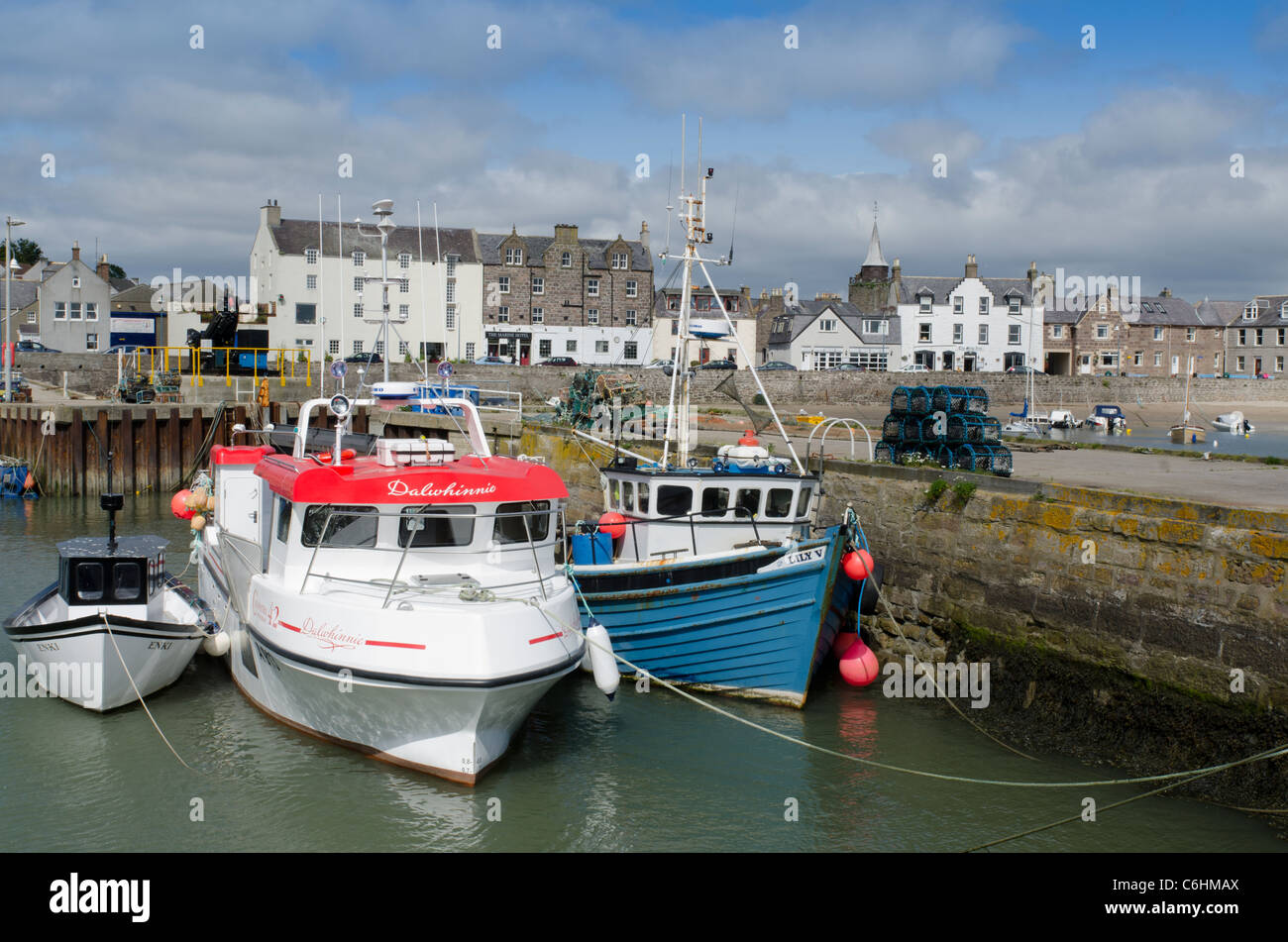 Fishing boats moored in Stonehaven Harbour - Kincardienshire Stock ...