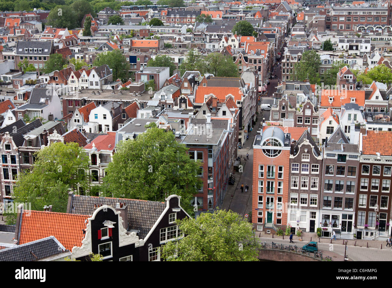Aerial view of Amsterdam City from the top of Westerkerk Stock Photo ...