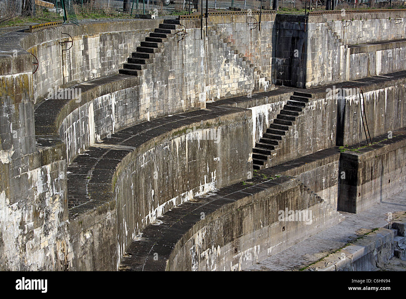 France, Details of dry dock in the former royal naval dockyard at ...