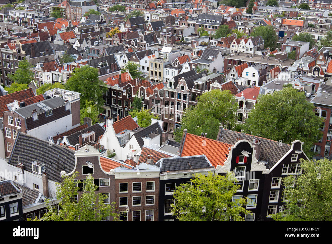 Aerial view of Amsterdam City from the top of Westerkerk Stock Photo ...