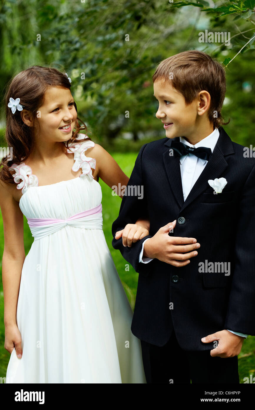 Portrait of happy children bride and groom on wedding Stock Photo - Alamy
