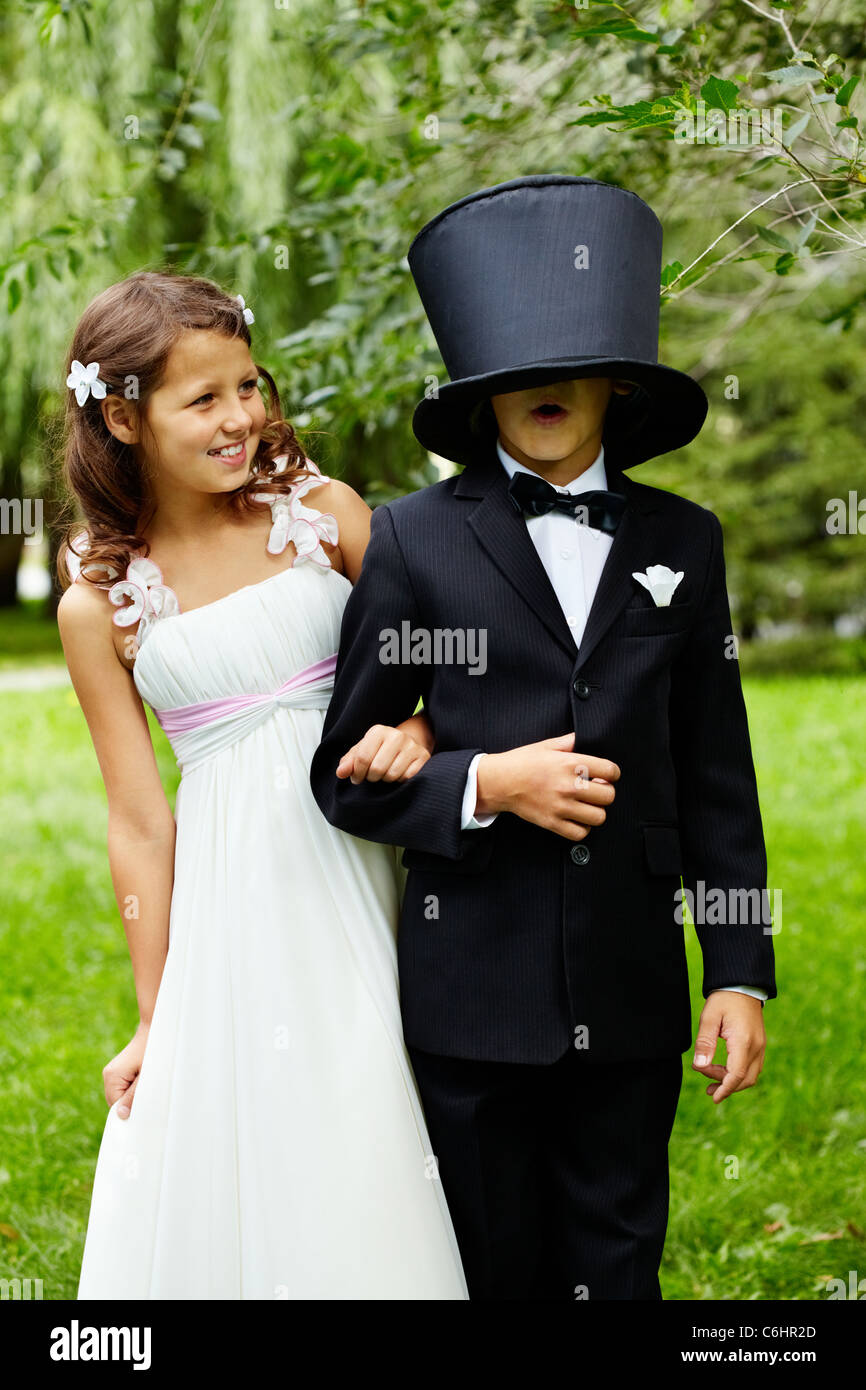 Portrait of funny children bride and groom on wedding Stock Photo - Alamy