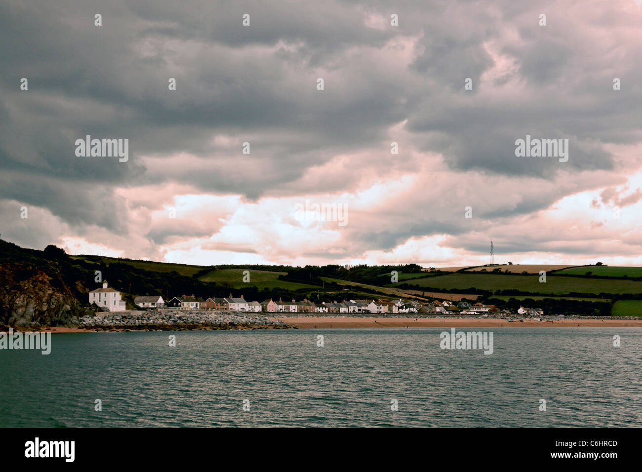 The view of Beesands village and beach on the south Devon coast from a ...