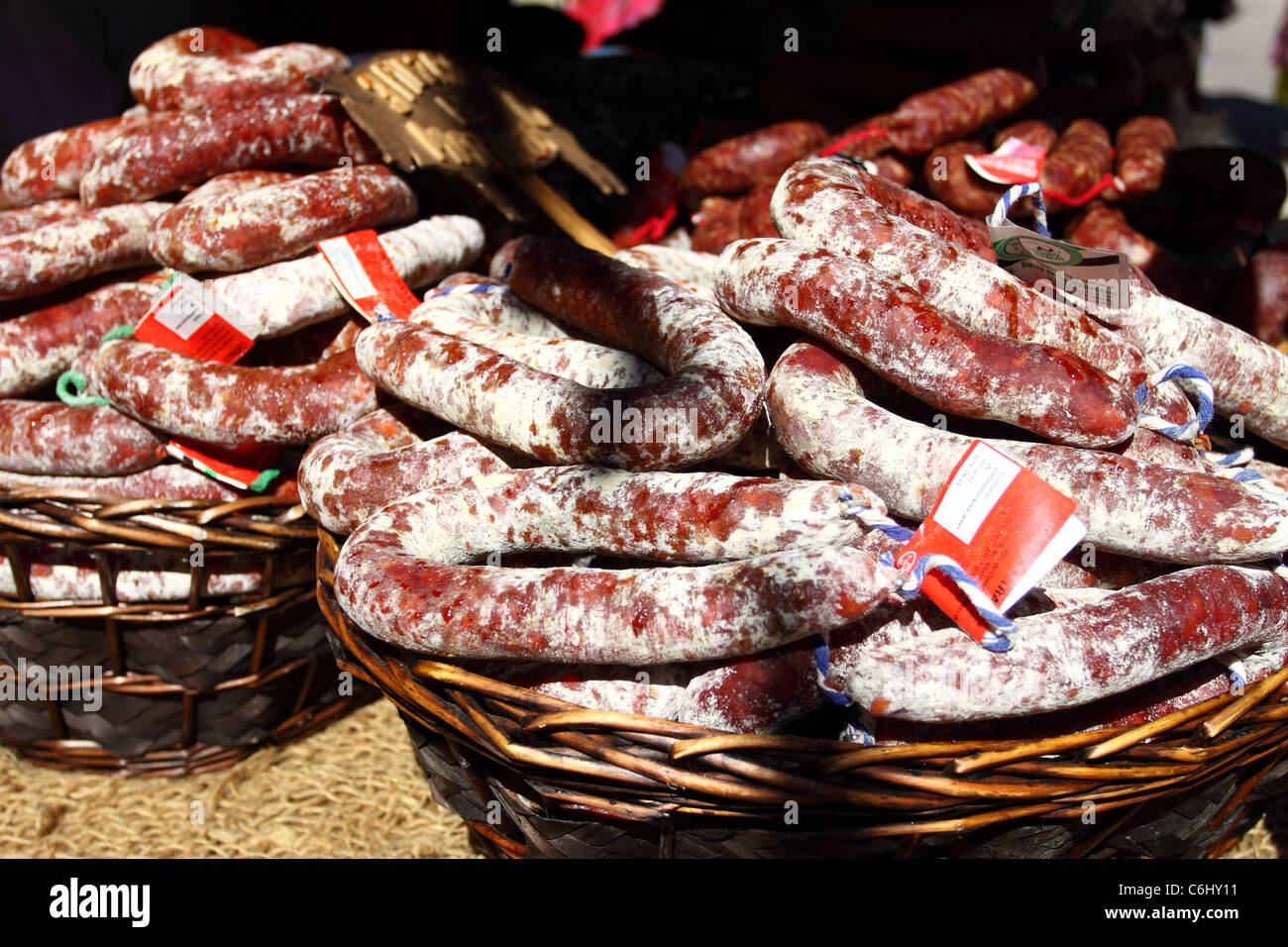 Medieval meat sausage market hi-res stock photography and images - Alamy