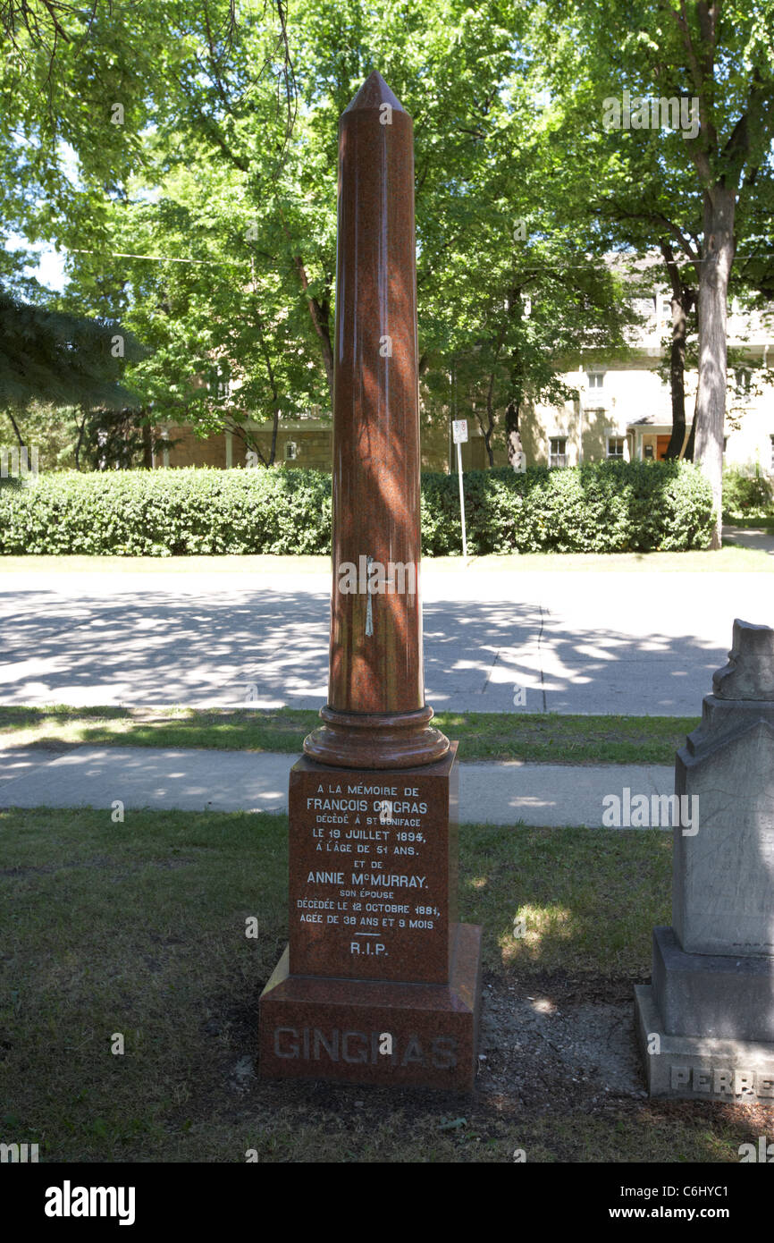 obelisk headstone for french canadians in the grounds of saint boniface ...