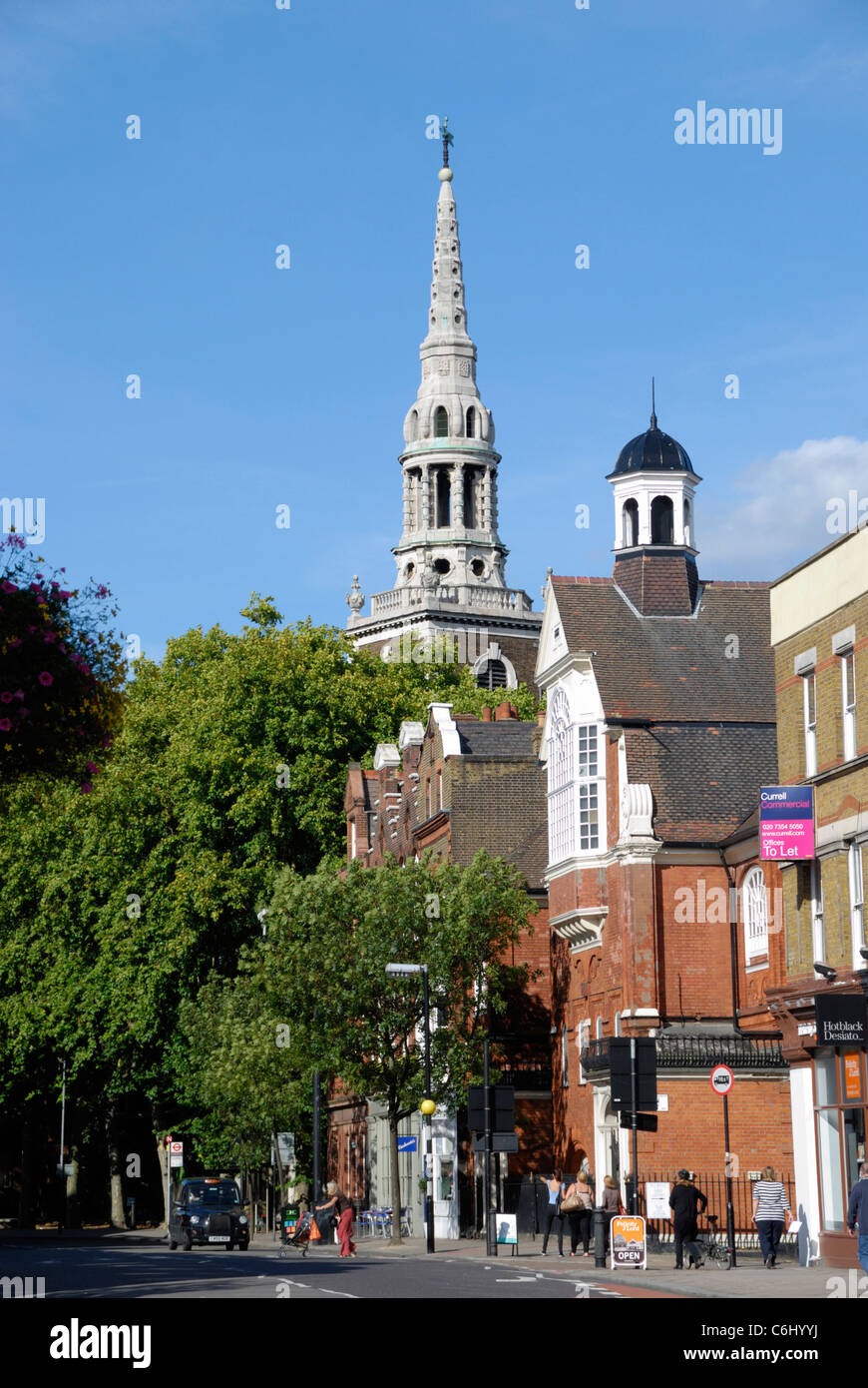 View of Upper Street showing St Mary’s Church, Islington, London ...