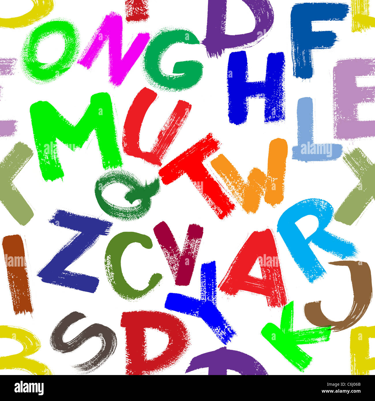 Seamless pattern - Colorful alphabet over white background Stock Photo ...
