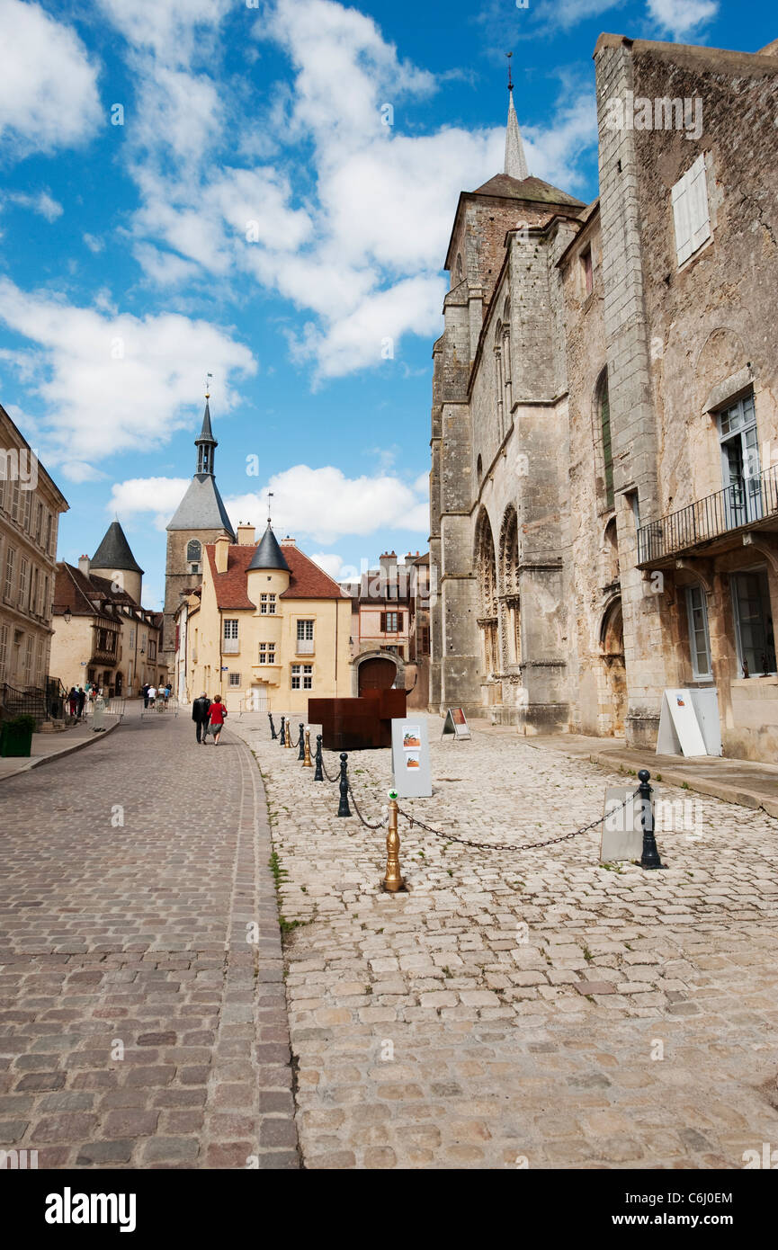Medieval architecture in Avallon, Burgundy, France with the Church of ...