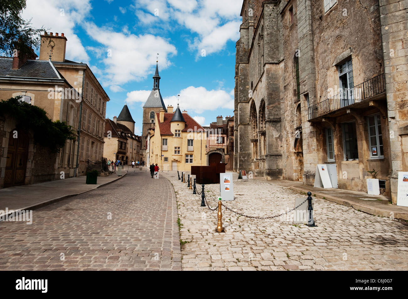 Medieval architecture in Avallon, Burgundy, France with the Church of ...