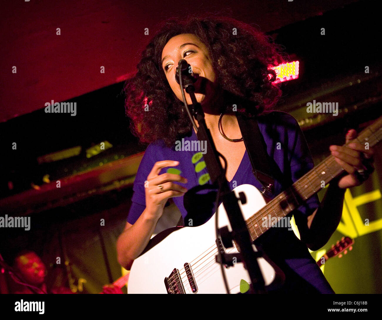 Singer Corinne Bailey Rae performing on stage at the Oran Mor Glasgow ...