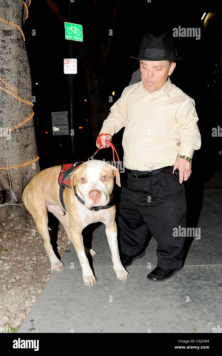 Shorty Rossi star of 'Pit Boss' outside Madeos restaurant with his dog ...