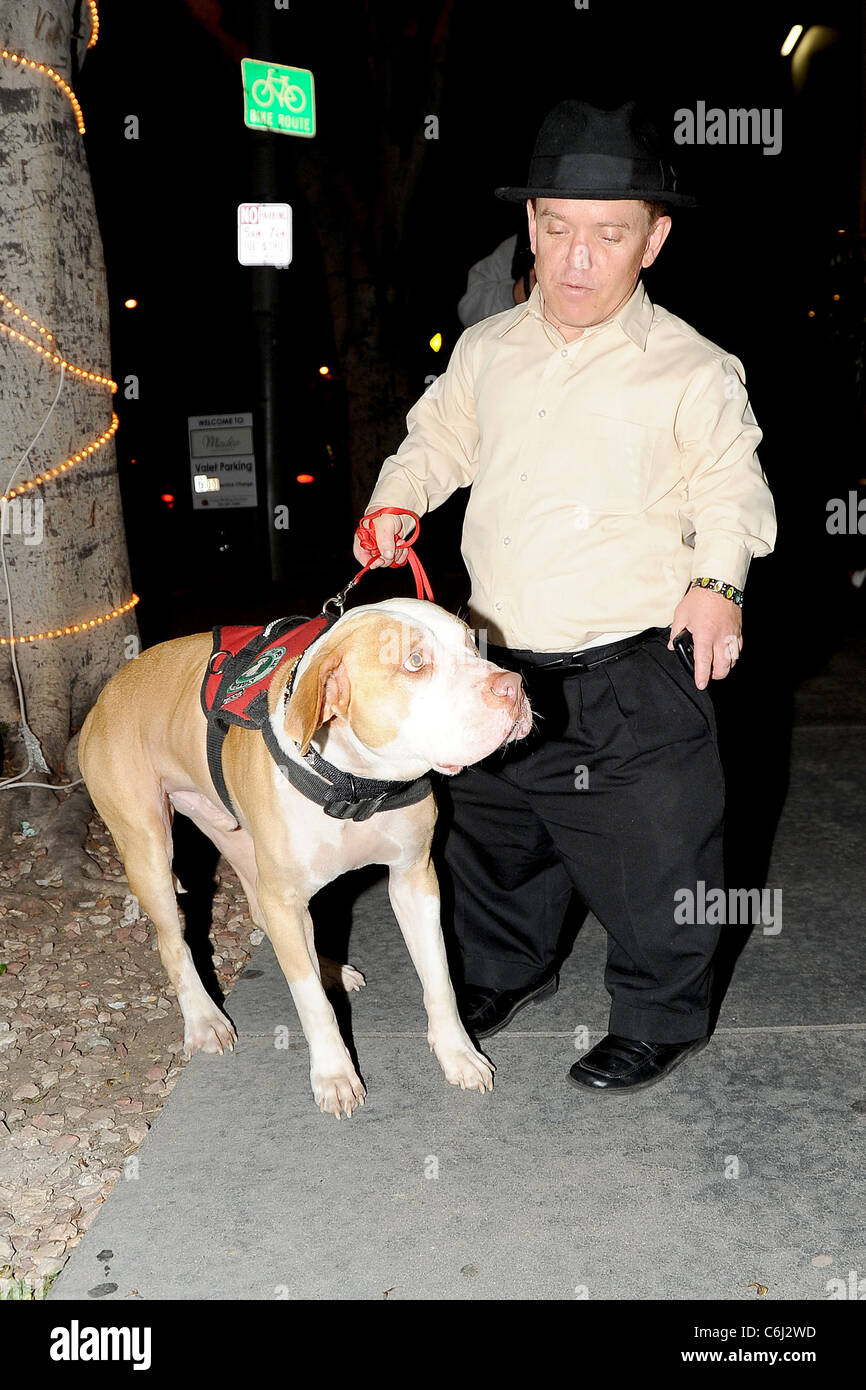 Shorty Rossi star of 'Pit Boss' outside Madeos restaurant with his dog ...