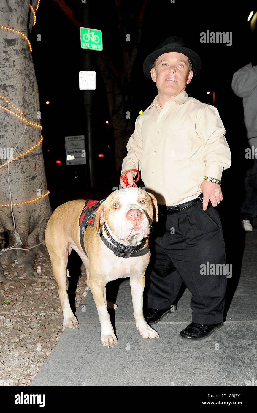 Shorty Rossi star of 'Pit Boss' outside Madeos restaurant with his dog ...