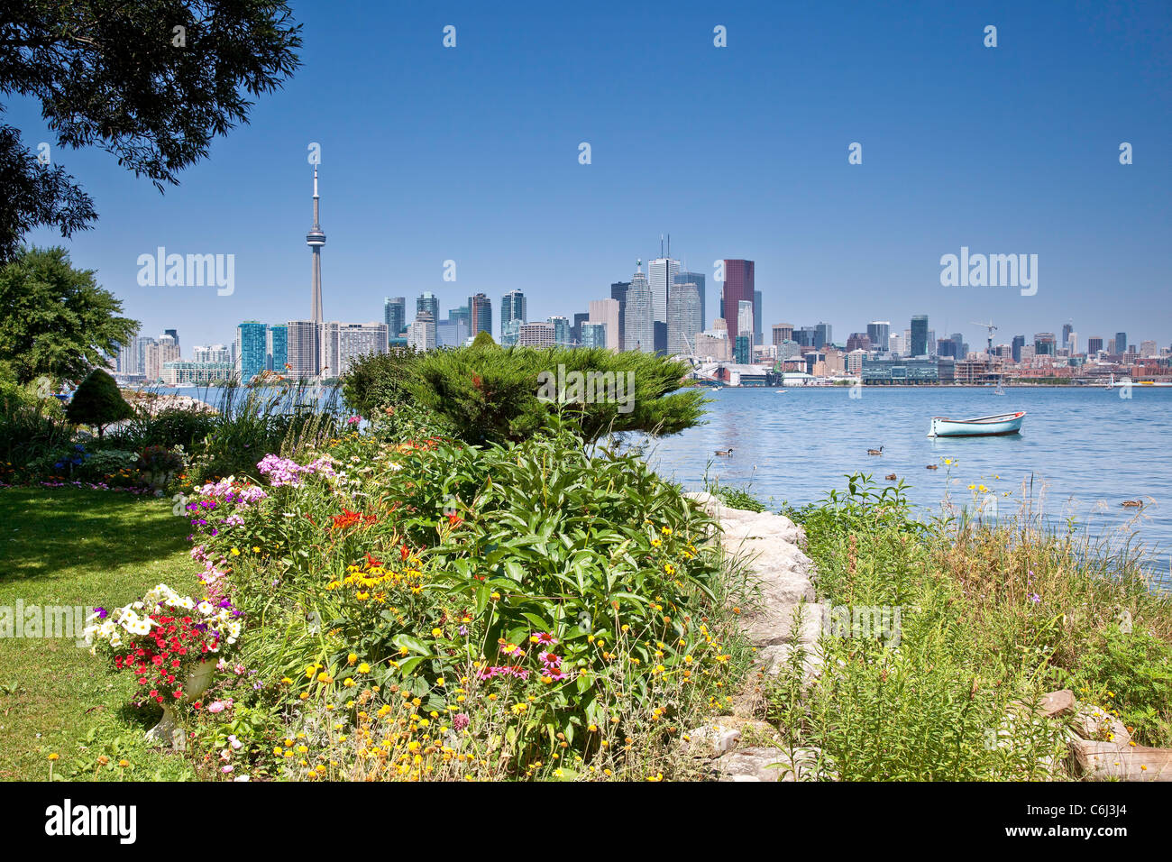 Seen from Centre Island, City Lake Front of Downtown Toronto Skyline ...