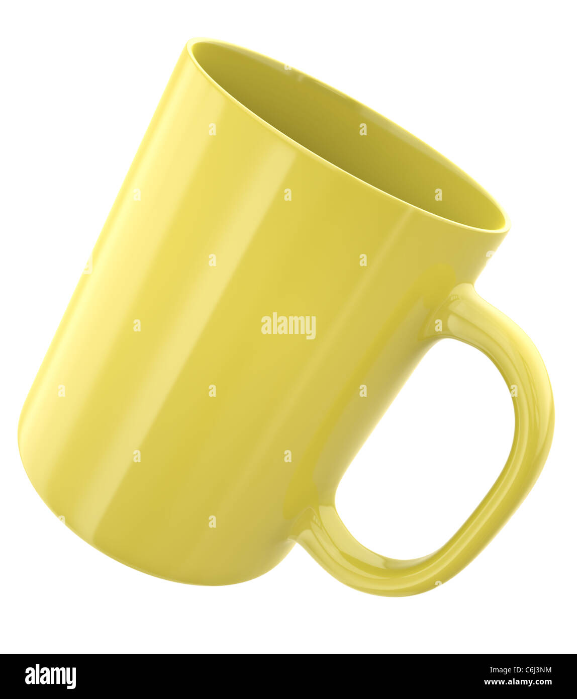 Simple yellow mug, 3D render Stock Photo - Alamy