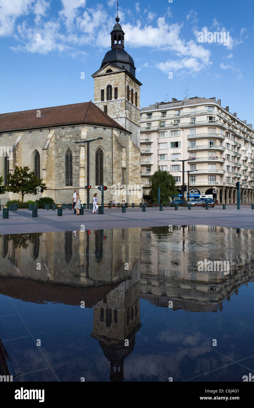 Church of St Maurice with reflection in Annecy France in summer Stock ...