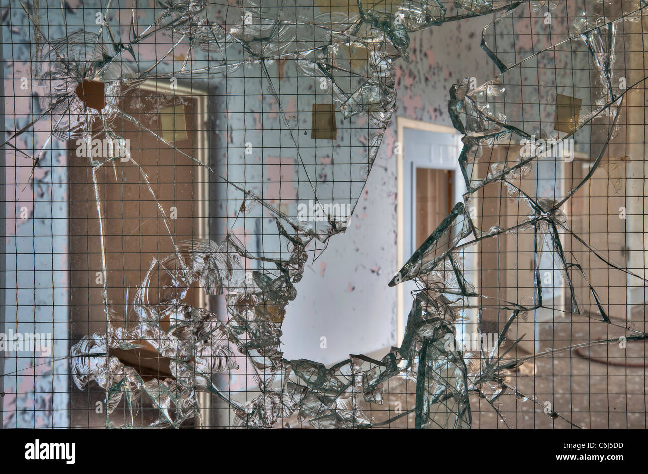 View Through a Broken Window in the Lunatic Asylum Ward of a Derelict ...