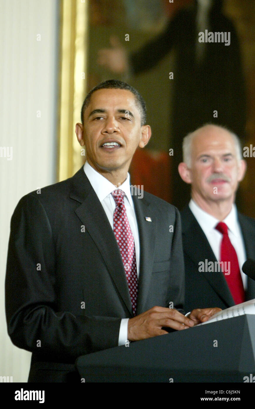 US President Barack Obama and Prime Minister Papandreou of Greece US ...