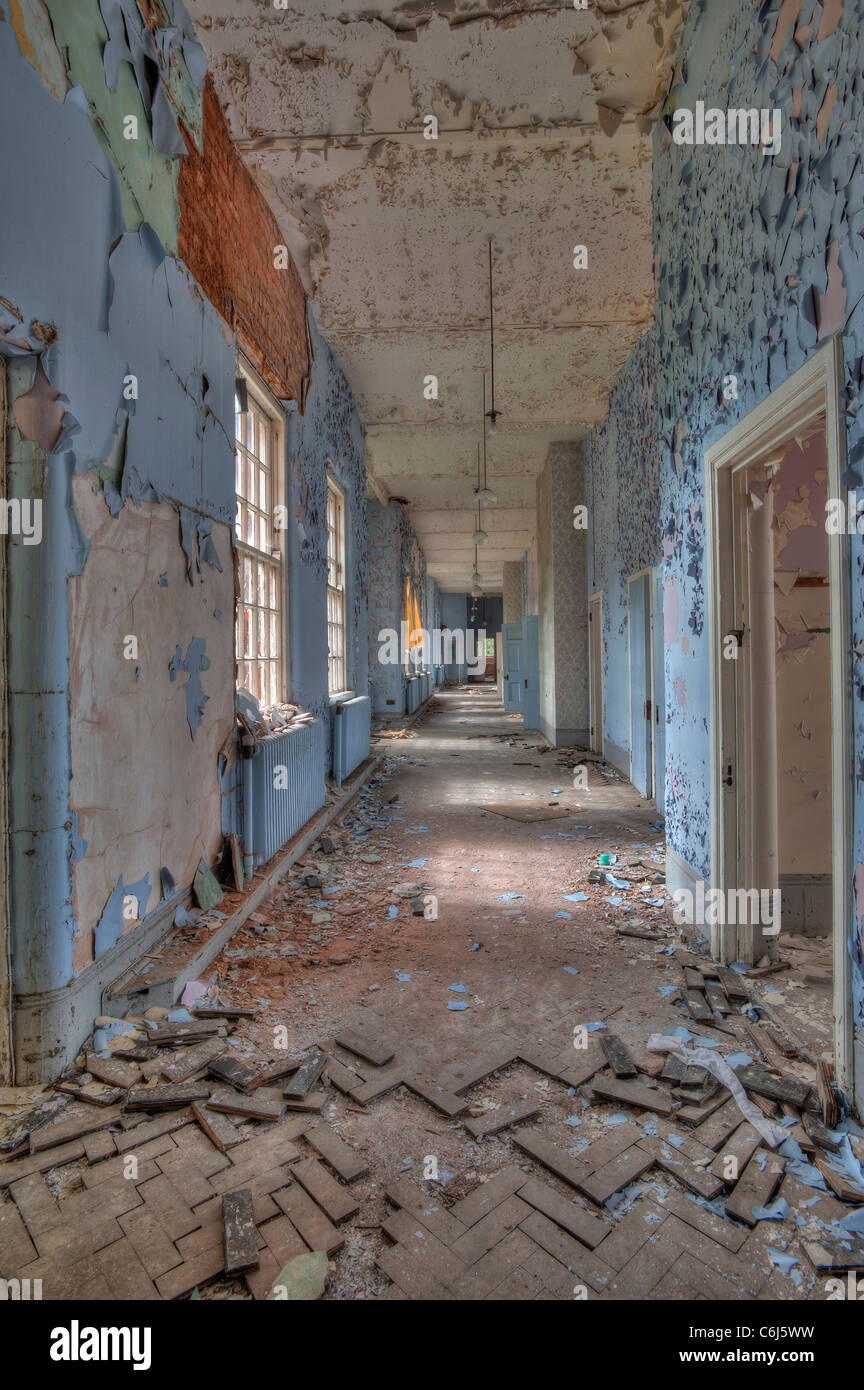 Corridor in the Lunatic Asylum Wing of a Derelict Hospital Stock Photo ...
