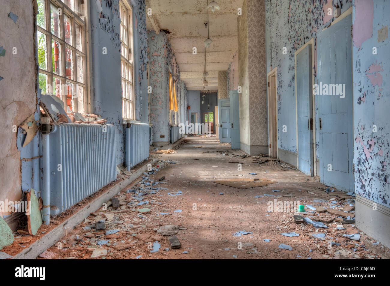 Corridor in the Lunatic Asylum Wing of a Derelict Hospital Stock Photo ...