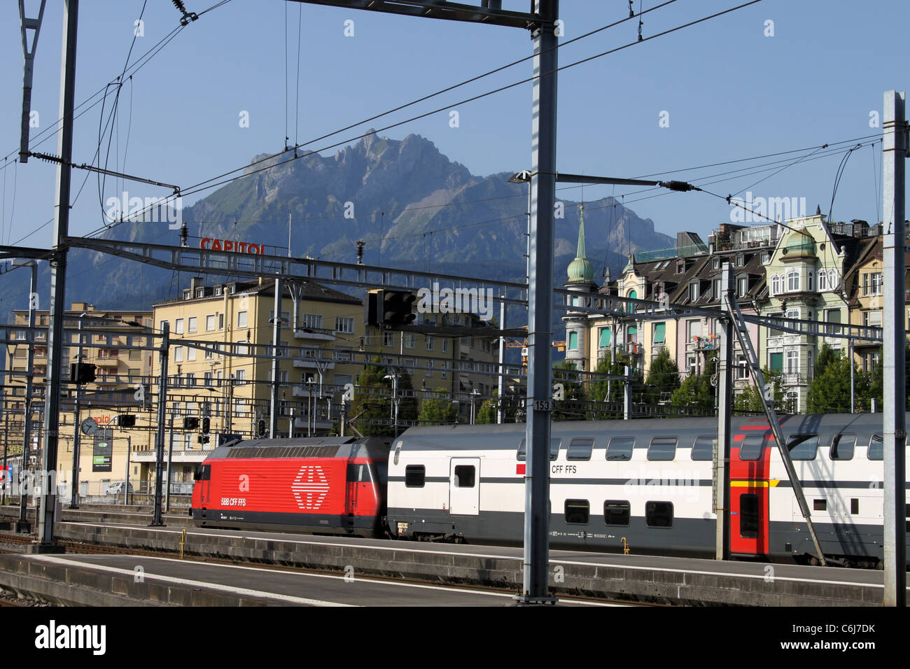 Double deck train in railway station High Resolution Stock Photography ...