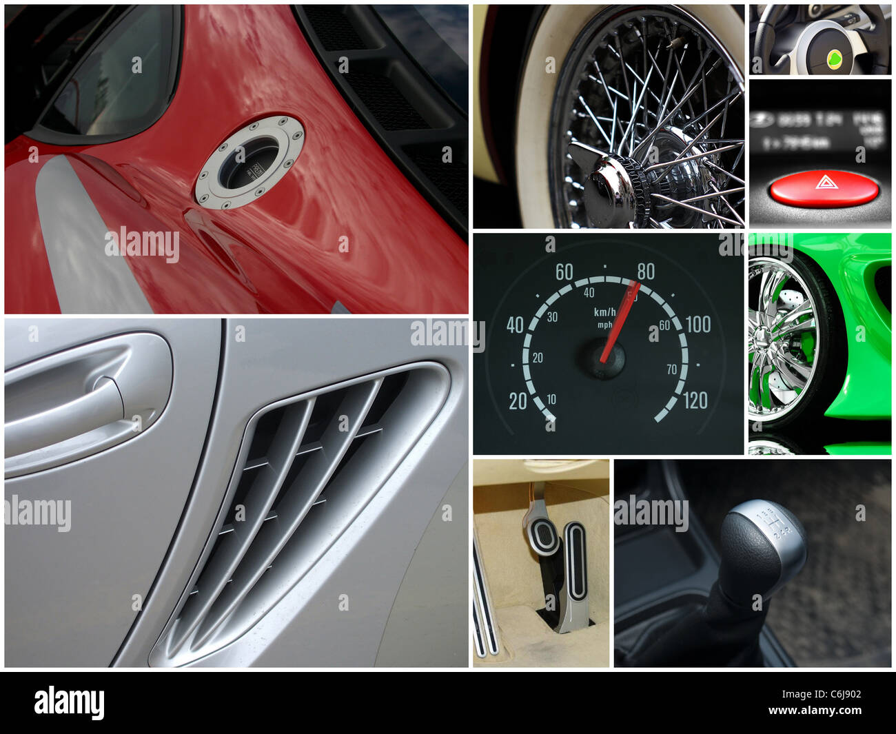 A collage of car body parts - collection Stock Photo - Alamy