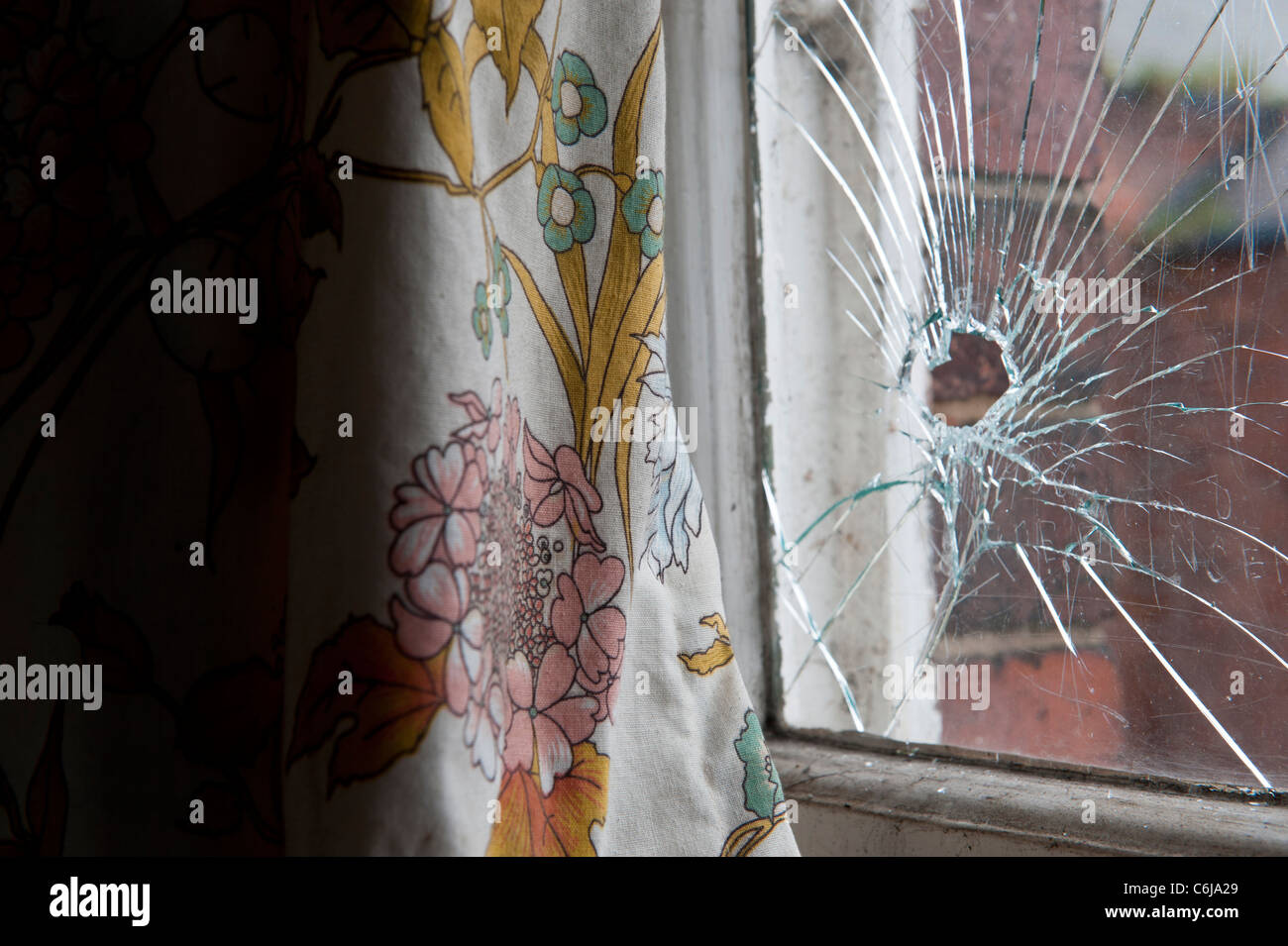 View Through a Broken Window in the Lunatic Asylum Ward of a Derelict ...