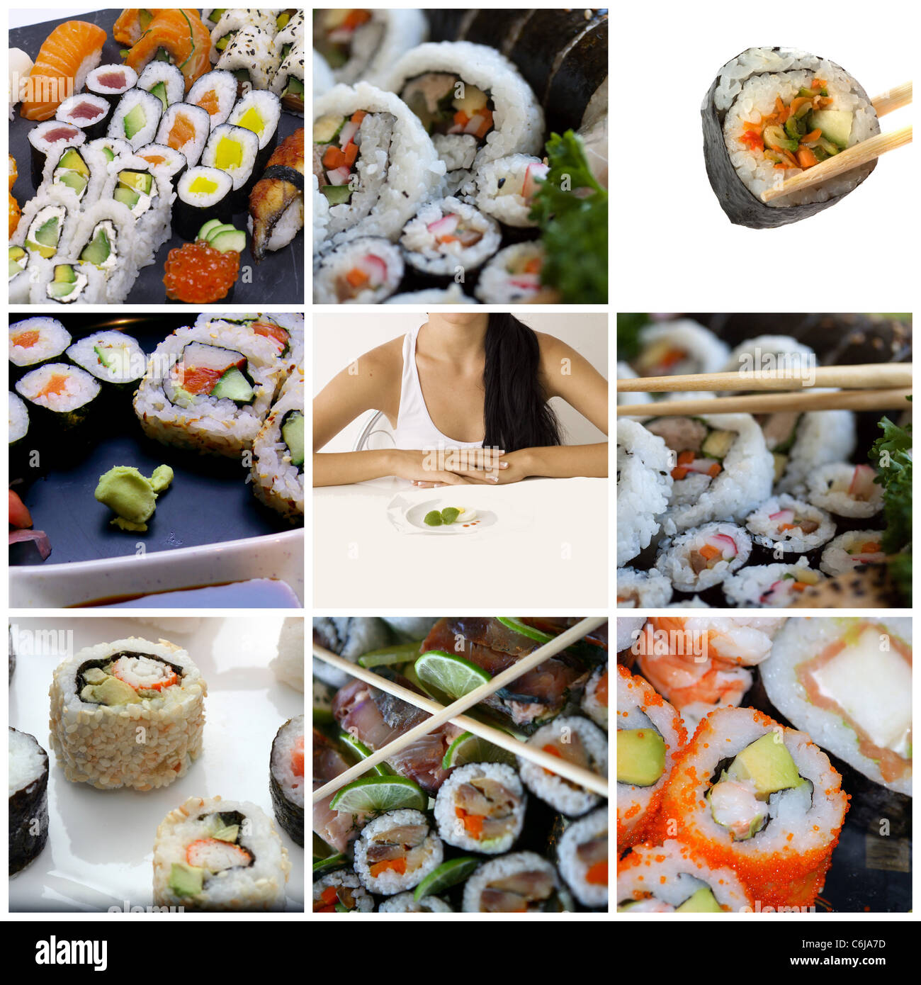 Japanese sushi collage made from four images Stock Photo - Alamy