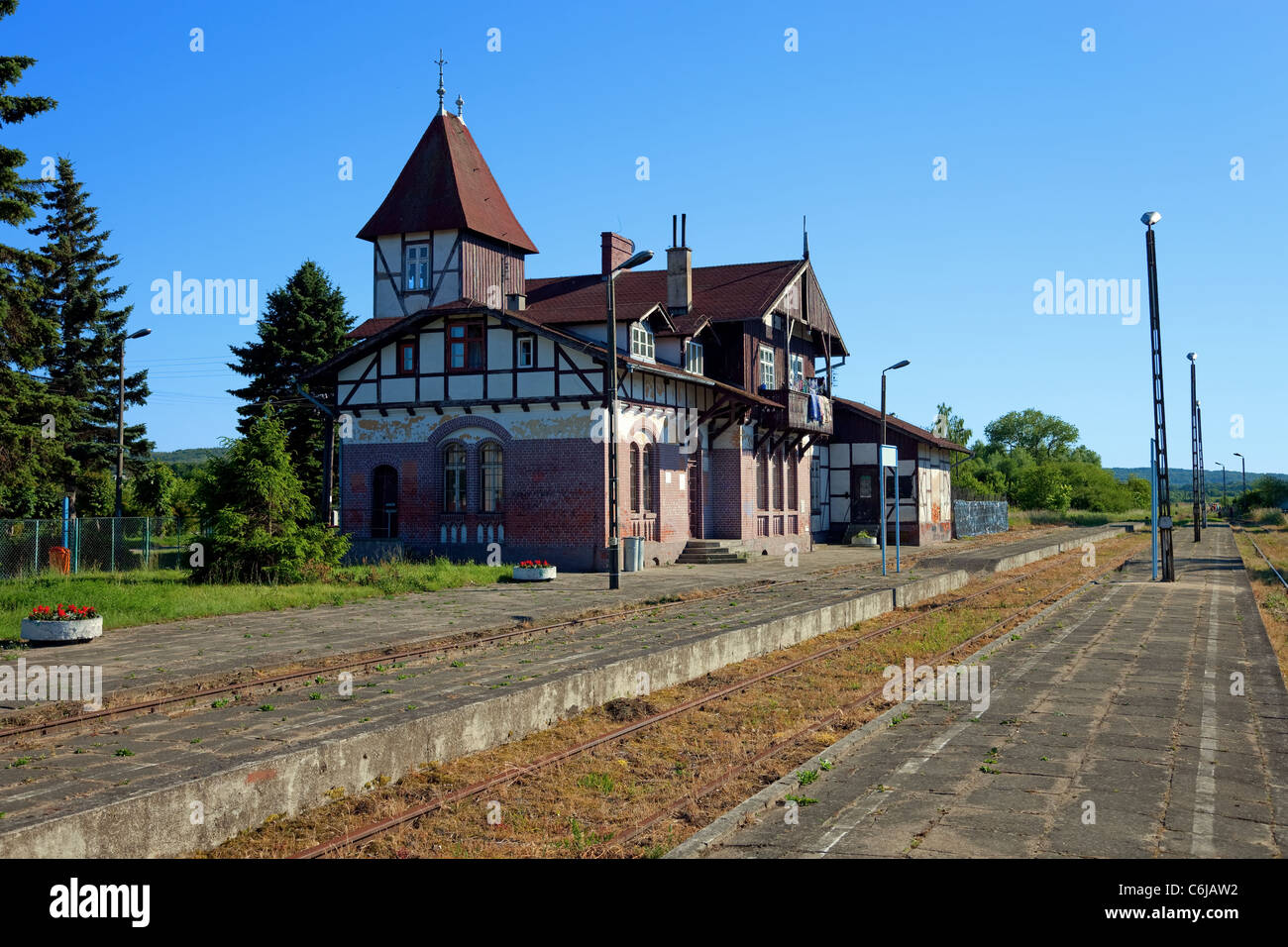 Old destroyed railway station in Tolkmicko, Poland Stock Photo - Alamy