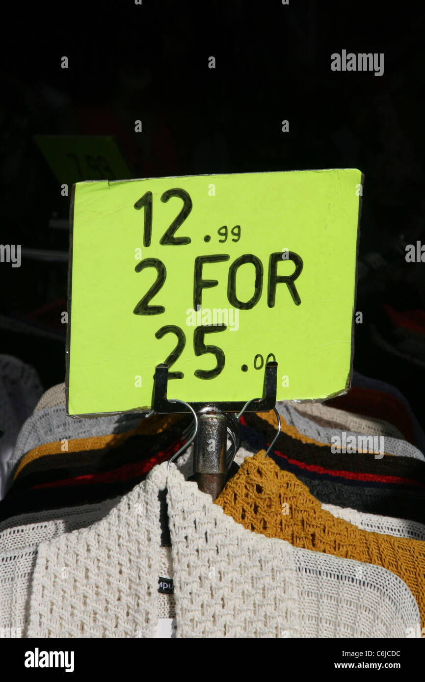 Price on goods on market stall stand outdoors Stock Photo - Alamy