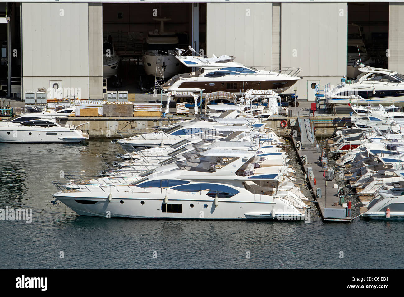 Luxury yacht builder in harbor Savona, Italy. Rich and famous ...