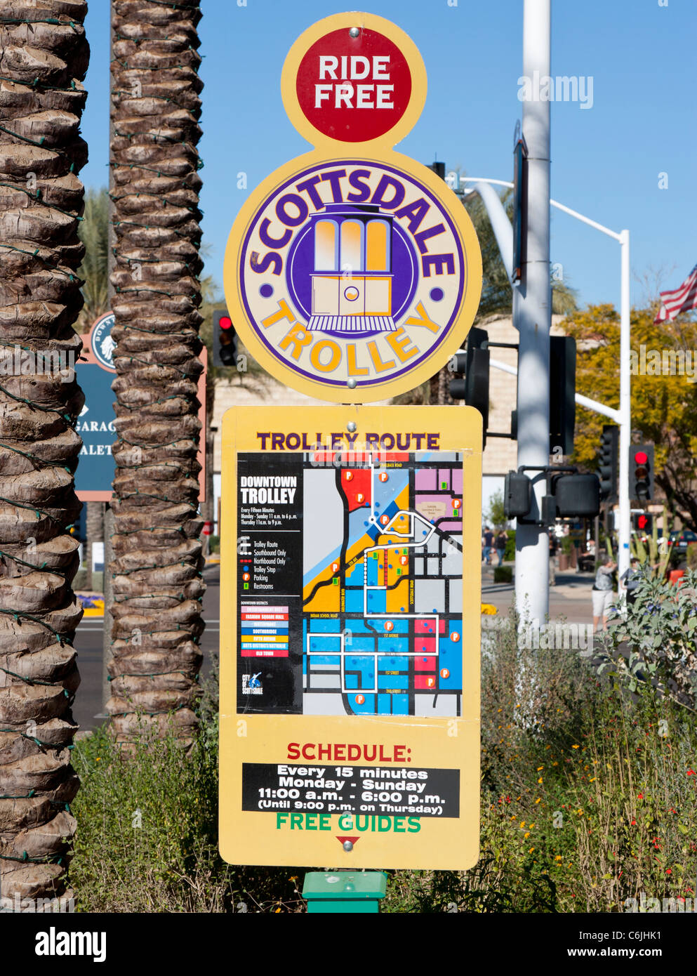 Trolley route and sign, Scottsdale, Arizona, USA Stock Photo - Alamy