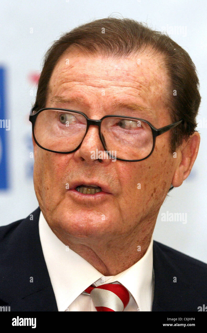 British actor Sir Roger Moore, who is well known for the portrayal of ...