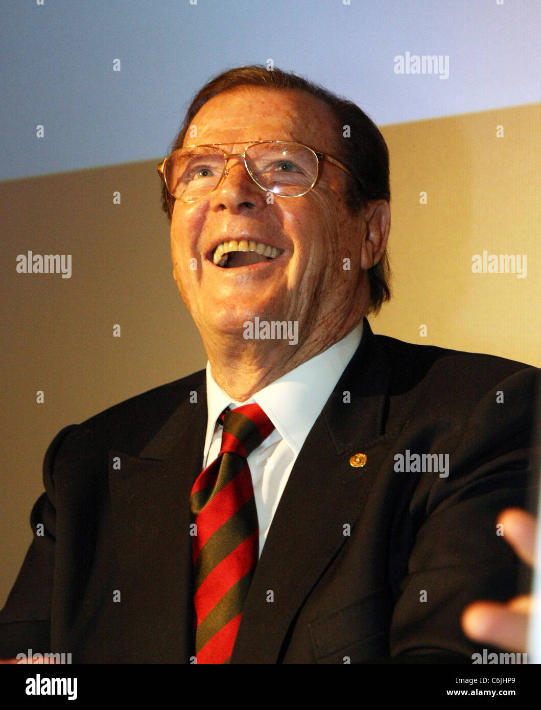 British actor Sir Roger Moore, who is well known for the portrayal of ...