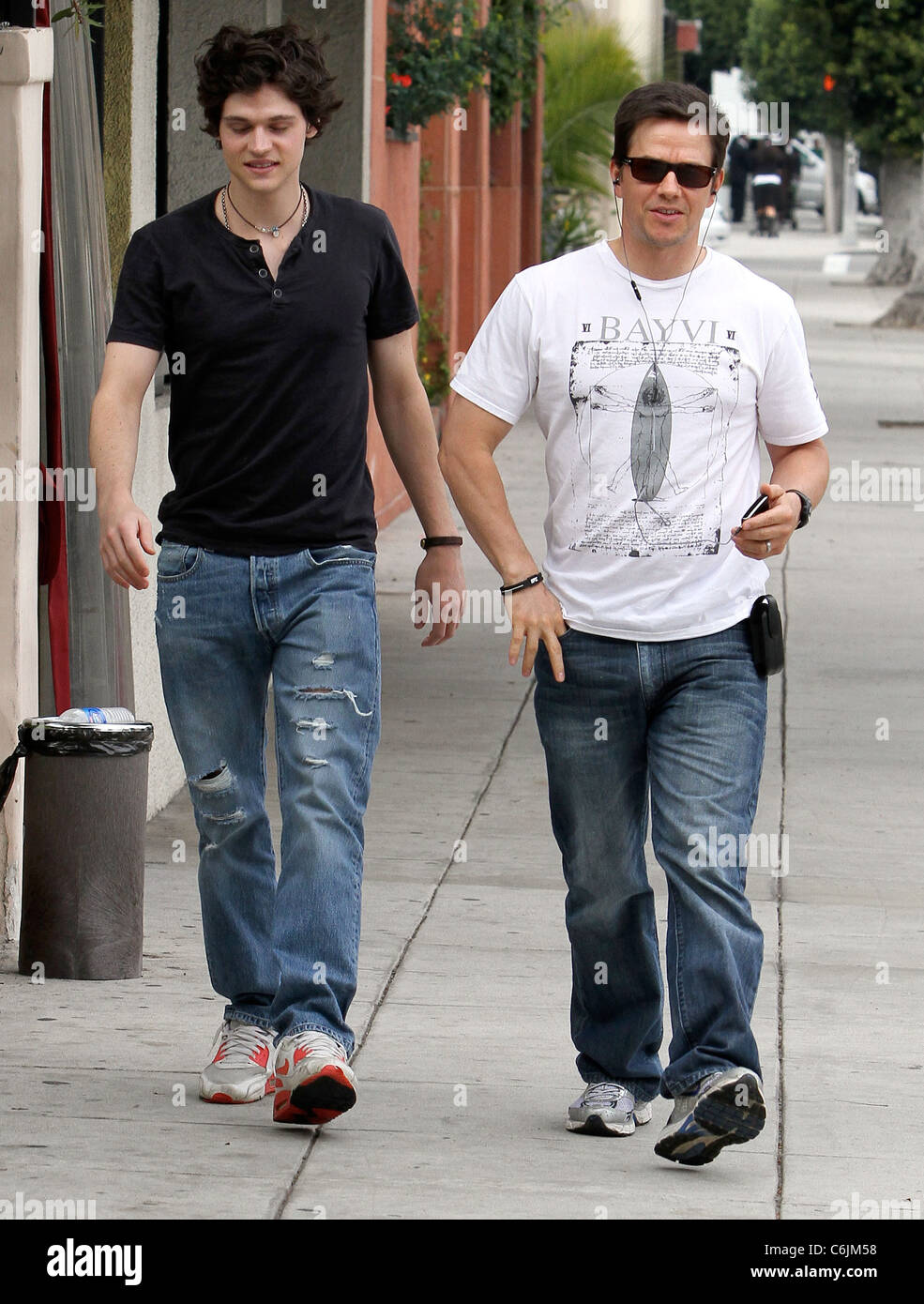 Actor/Producer Mark Wahlberg hanging out with his friend Beverly Hills ...