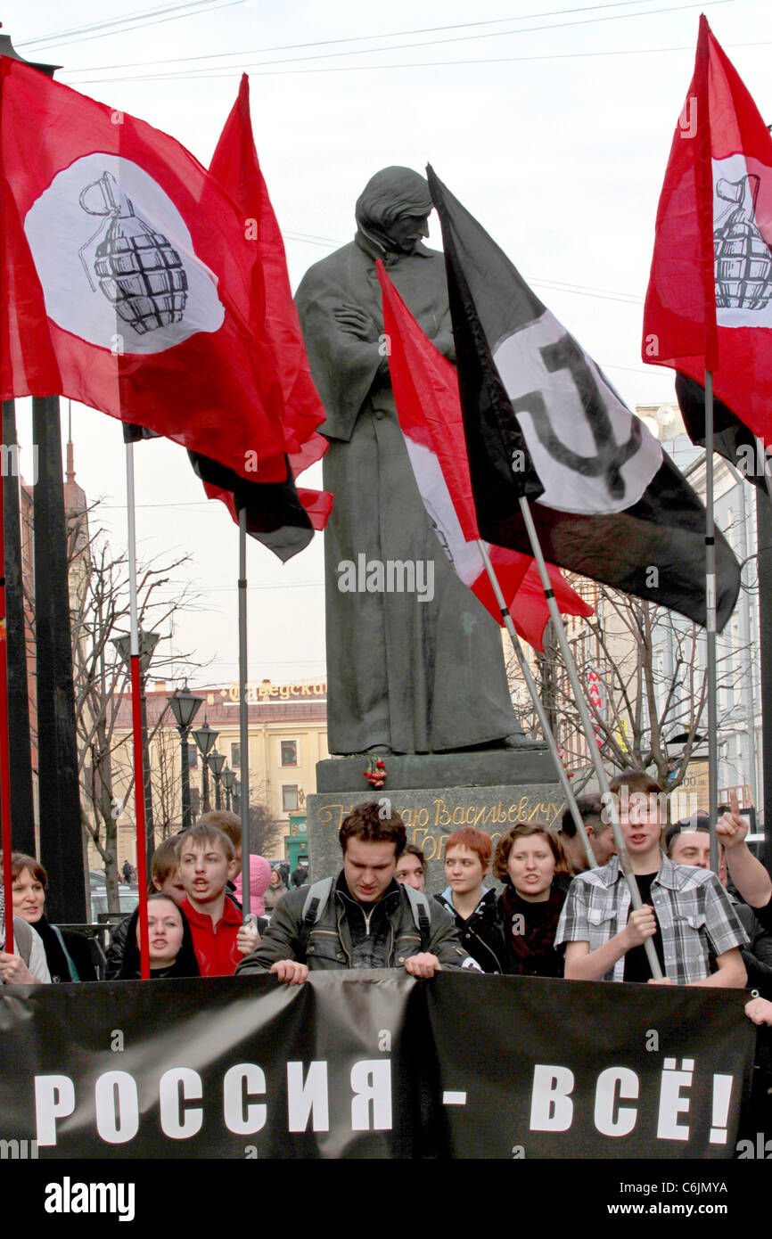 Protestors Russian nationalists of the National Bolshevik party (NBP ...