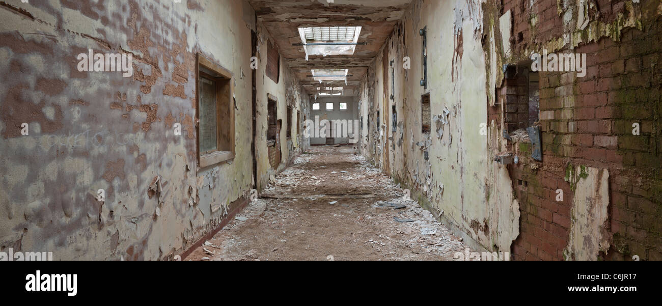 View Down a Corridor in a Derelict and Abandoned Water Works Stock ...