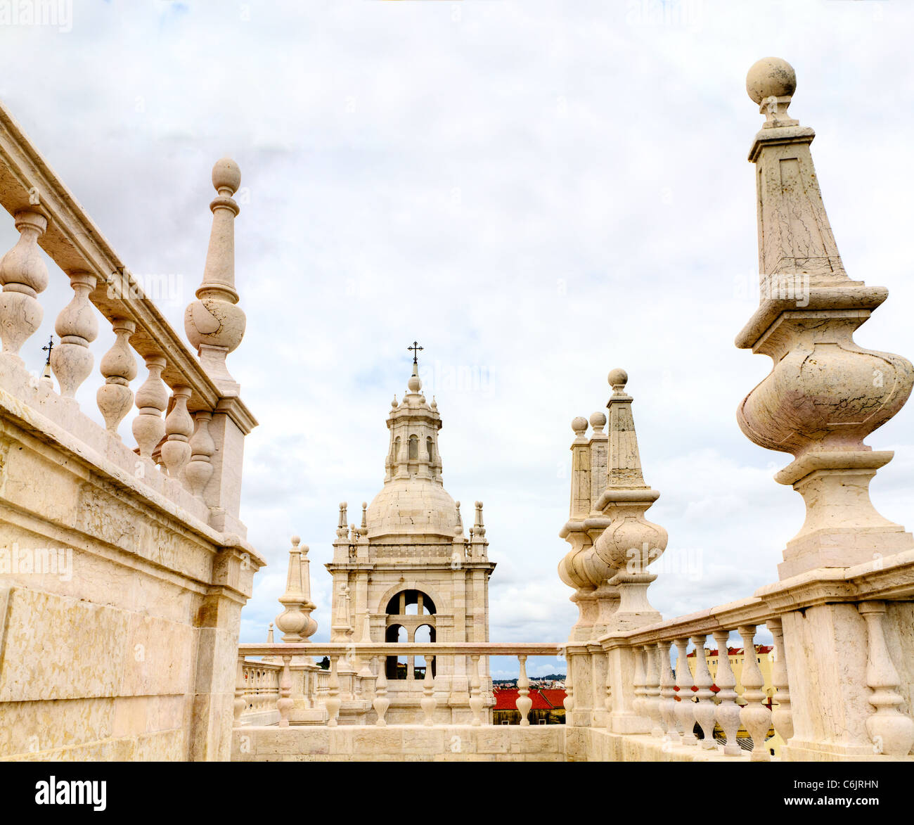decorations and bell tower in mannerist style of famous church and ...