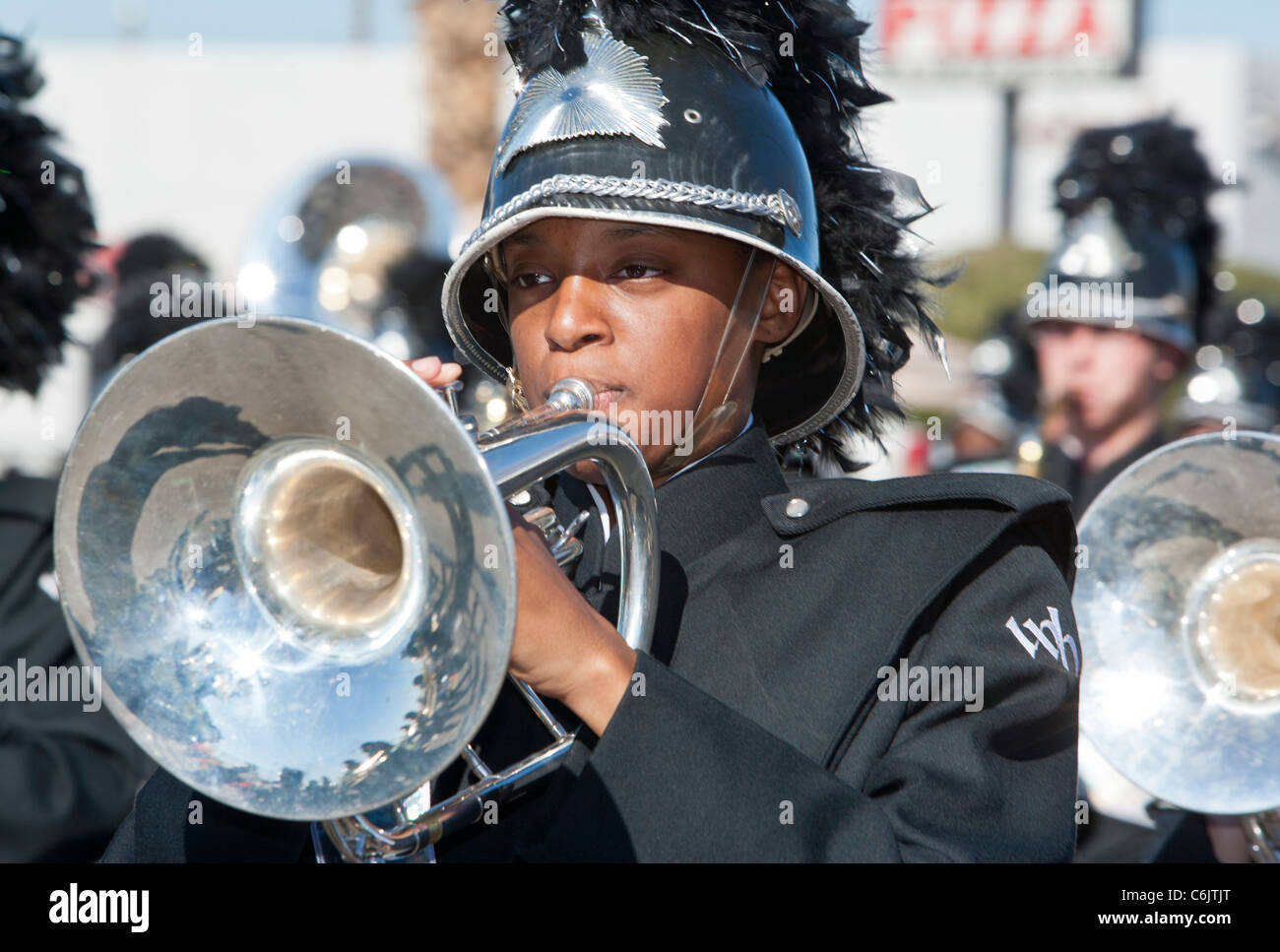 Marching band at the Fiesta Bowl Parade, Phoenix, Arizona, USA Stock ...