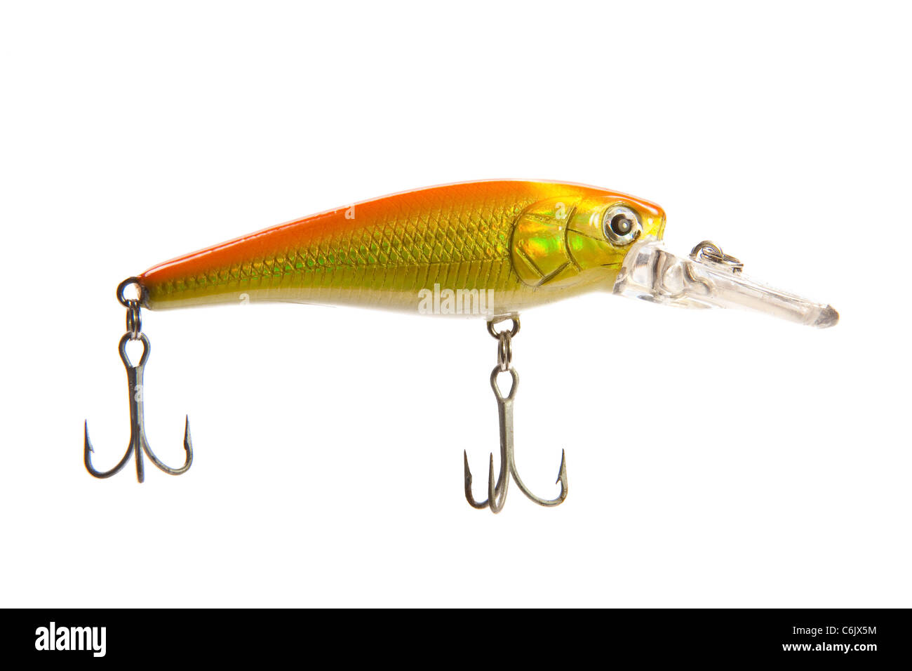 Gold and Orange Fishing Plug Lure Isolated on White Background Stock ...