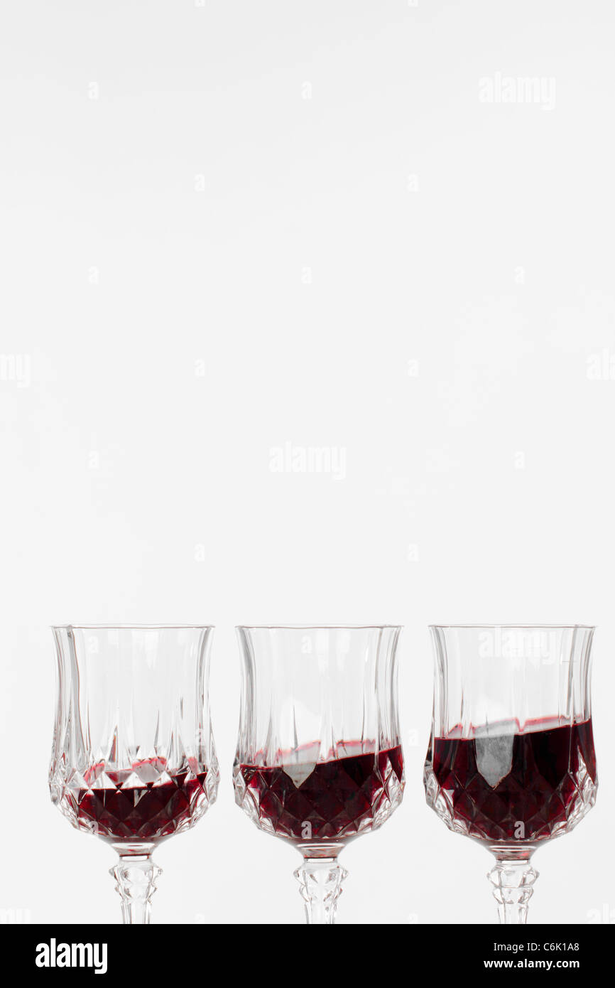 Three glasses of red wine Stock Photo - Alamy