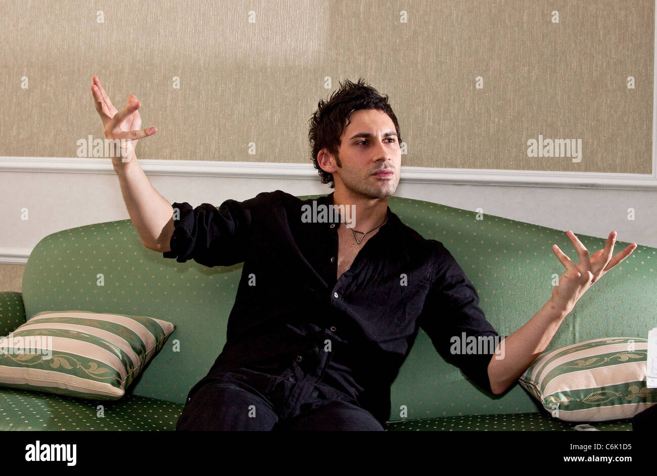 Dan Balan giving an interview. The Moldovan singer is famous for his ...