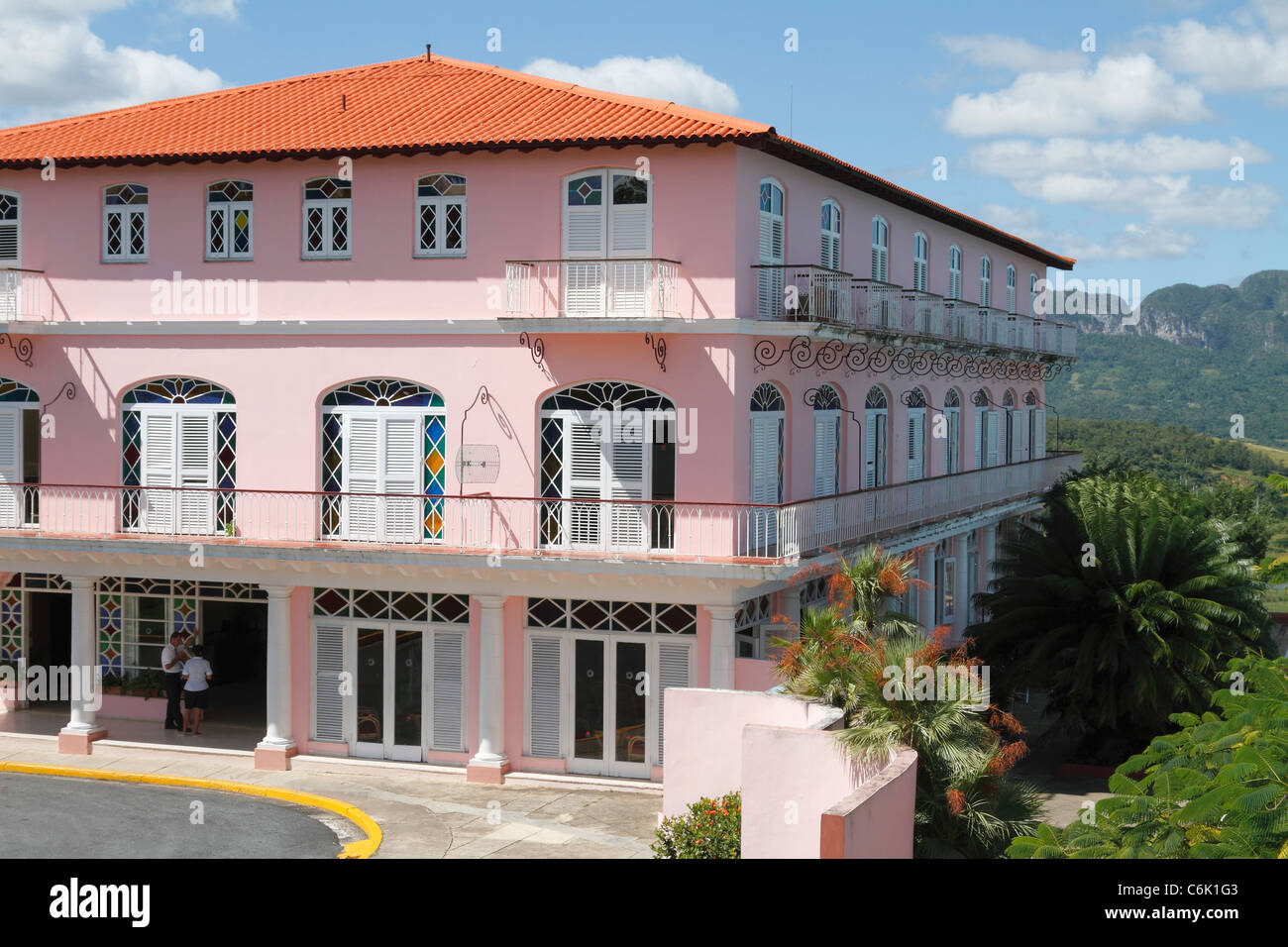 Pink color building at Vinales, Pinar Del Rio District, Cuba, October ...
