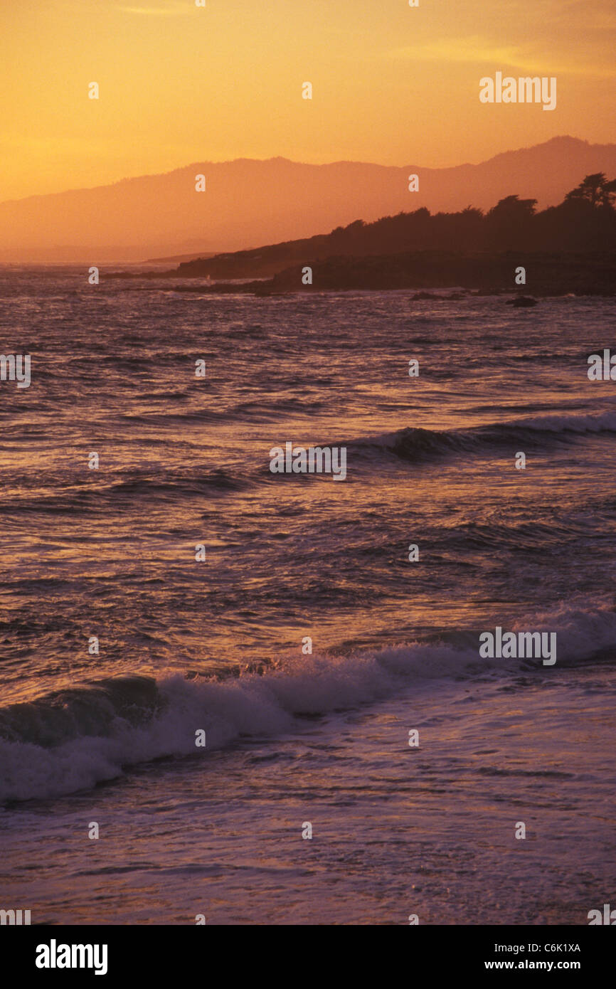 sunset at Moonstone Beach, Cambria, California, United States of ...