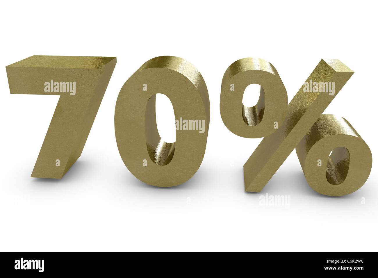 Seventy percent in 3d - gold color Stock Photo - Alamy