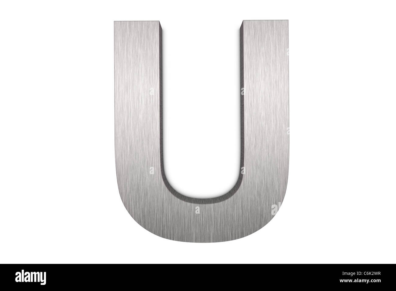Brushed metal letter U on white background Stock Photo - Alamy