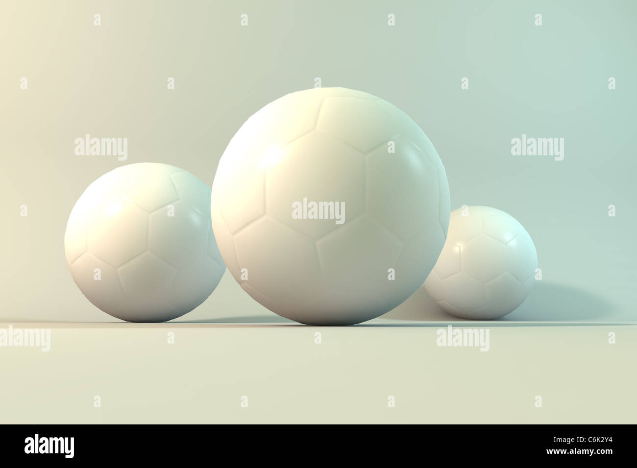 Three soccer ball in 3d Stock Photo - Alamy